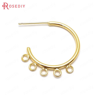 Diy饰品耳环耳饰配件铜镀真金5吊孔耳圈925银针耳钉(含耳塞)36065