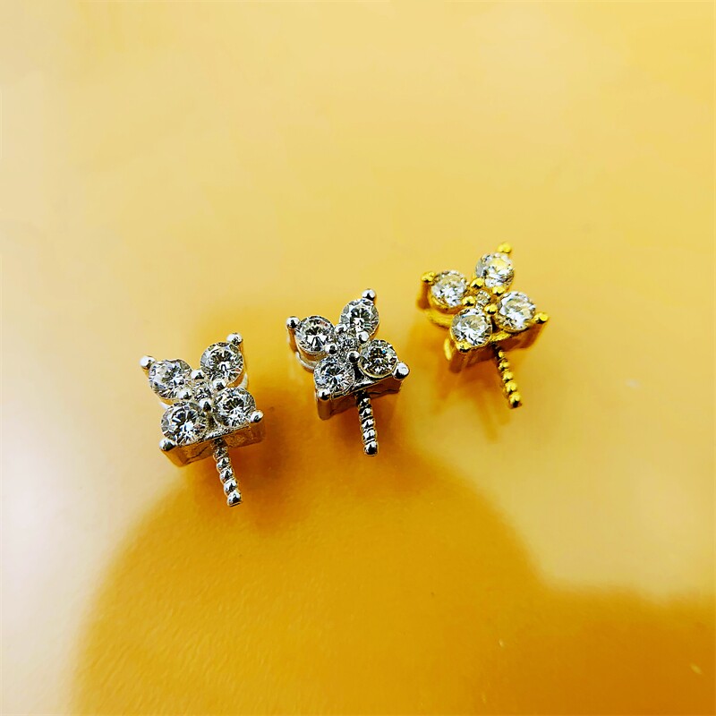 925纯银四叶草满钻吊坠托手工半成品材料DIY珍珠锆石项链空托配件