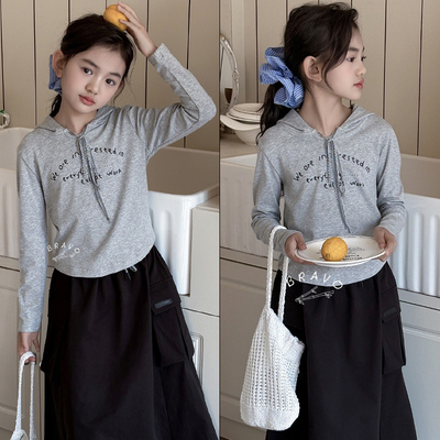 布芮欧女童韩版短款显瘦连帽卫衣