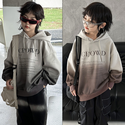 大E小e童装字母卫衣中大童套头衫