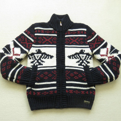 美式休闲contains wool 男款重磅厚实羊毛混纺针织夹克M 25112811