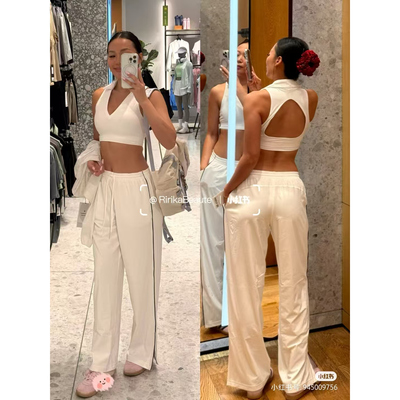 现货lululemon Court Rival Wide-Leg Track Pant 女速干开衩长裤