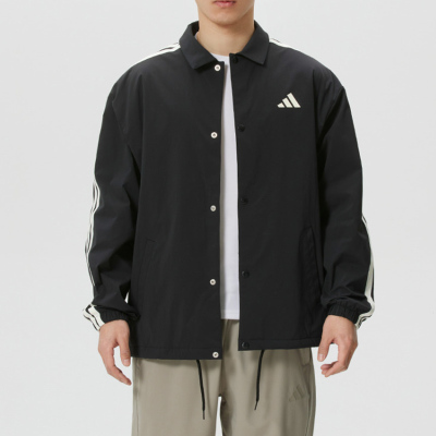 正品Adidas男装立领单排扣休闲外套 防风防水运动夹克KR2499 2501