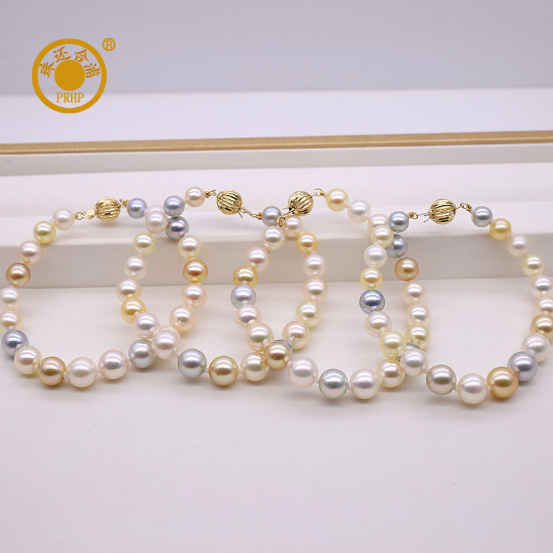 北海珠还合浦珍珠 18K金akoya海水珍珠手链女款正品手镯霸王手圈
