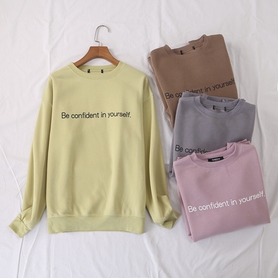 加绒卫衣字母秋冬圆领加绒休闲