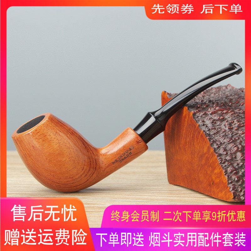 NewBee鲜蜂花梨木烟斗手工直式烟丝斗自由式老式盘玩送入门十件套_虎窝淘