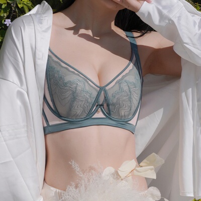 V恋性感女神轻薄水晶杯大胸显小上托收副乳调整型内衣文胸6605BC