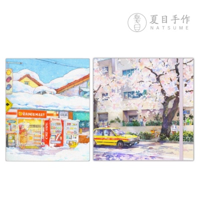 「NATSUME x Littlejiang」19cm大正方手工水彩本300g20张40页
