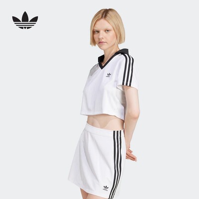 adidas阿迪达斯三叶草翻领T恤夏女ADICOLOR短袖短款POLO衫JD2608