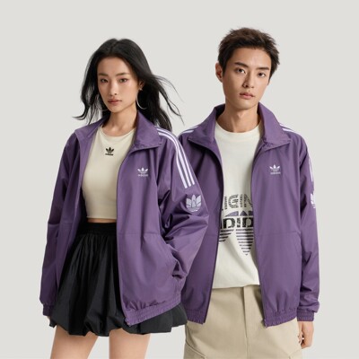 阿迪达斯男女款立领防风休闲夹克