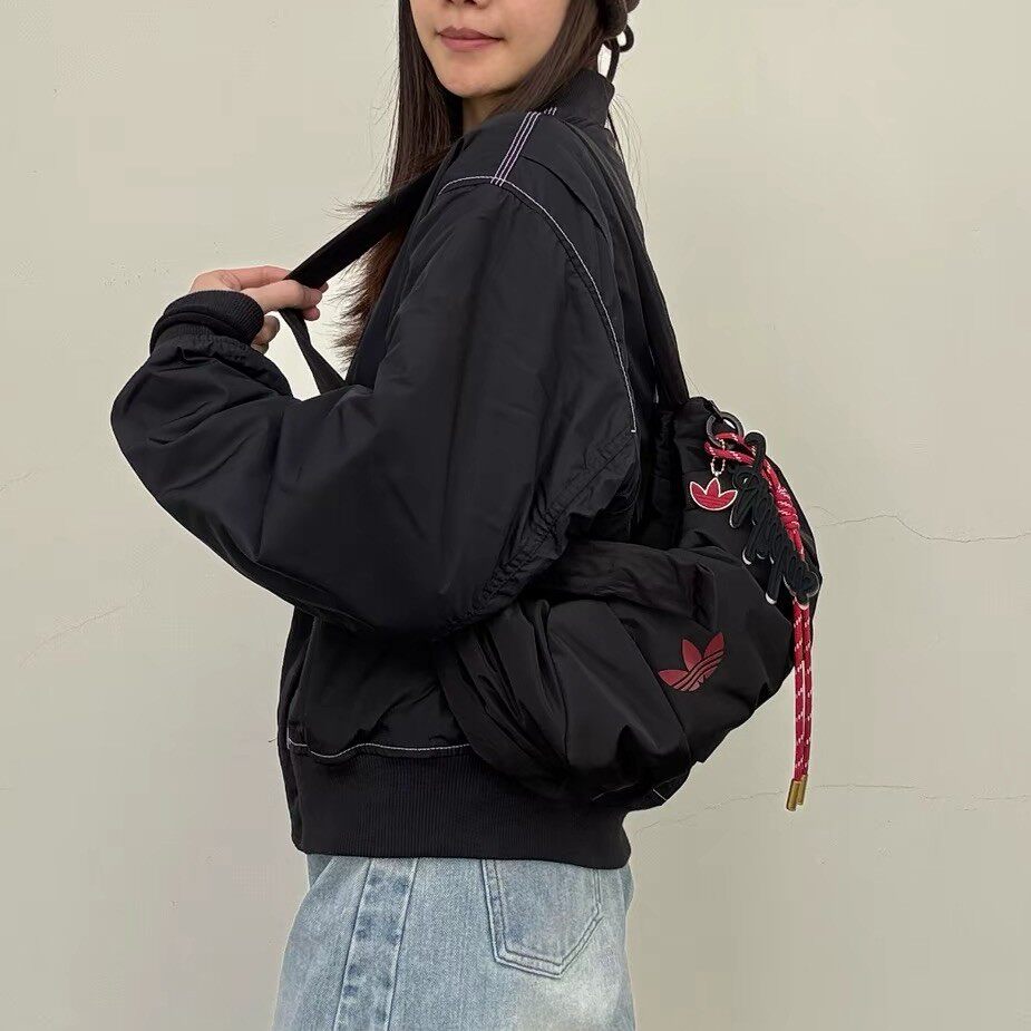 Adidas正品新款三叶草云朵包牛角褶皱饺子包单肩斜挎腋下包JY8573