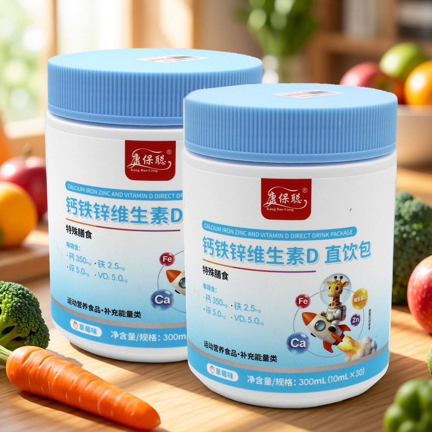 咨询有优惠康保聪钙铁锌加维生素D直饮包营养矿物质包300ML独立包