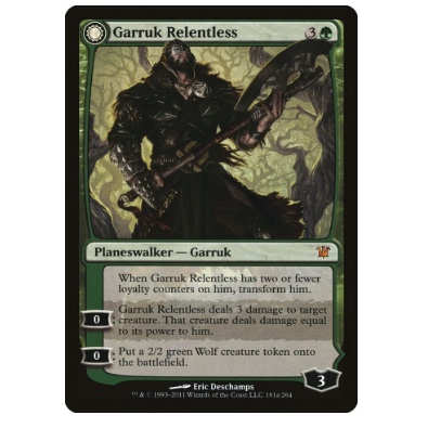 牌客窝 万智牌  无情贾路  Garruk Relentless 秘稀 绿色