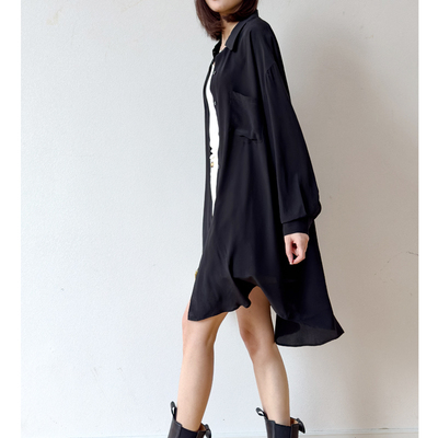 长衬衫！03真丝宽松防晒开衫黑