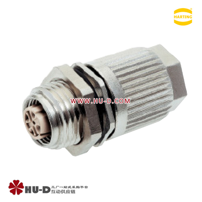 HARTING浩亭21038822425圆形M12连接器D型4P底座 装配冷压针