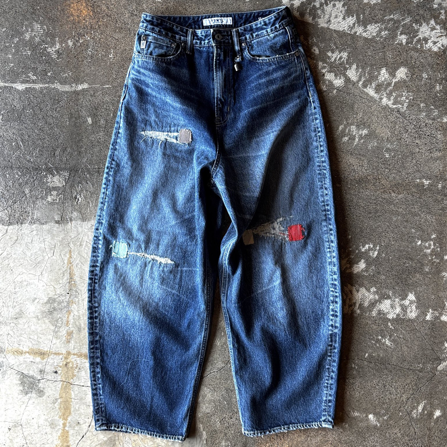 现货 FDMTL Classic Straight Denim CS138 26SS拼接做旧牛仔长裤
