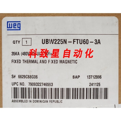 工业配件WEG UBW225N FTU60 3A 3极 60 AMP UBW225 断路器35 KA 4