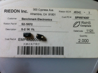 S2-1KF2 RIEDON贴片高脉冲绕线电阻2615 1K 1% 20ppm 1W 6.6X3.9