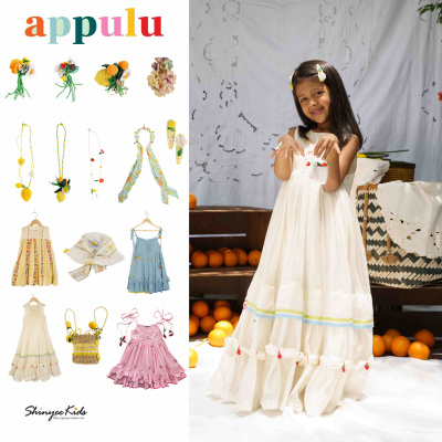 Shinyee▲appulu ss26春夏女童刺绣水果连衣裙串珠发箍发夹帽子