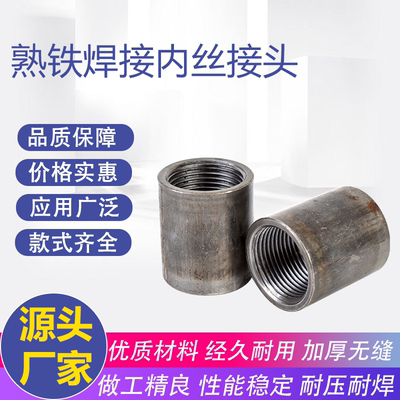 【专拍】熟铁内丝碳钢焊接内丝接头螺纹PT直接铁dn接头内牙直接