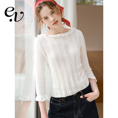 法式荷叶边针织上衣EvenVintage