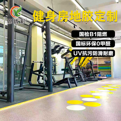 定制健身房地胶私能体适教区地板力量区减震运动地垫pvc耐磨地胶