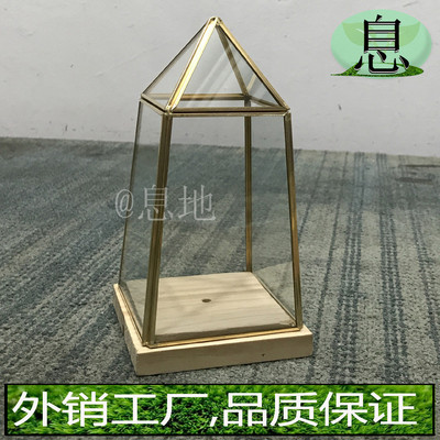 18072c几何工厂直销底部开口铜条金色包邮玻璃火树银花灯罩批发