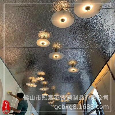 热销乌鲁木不锈钢水波纹板金板不锈钢压花菱形钛304201波浪纹板
