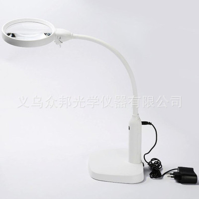 台式夹子固定多功能120MM镜片带6个LED阅读照明放大镜7763