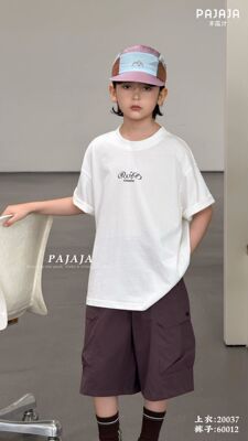 木瓜汁2026夏季新款男女童韩版休闲短袖中大童纯棉T恤上衣潮20037