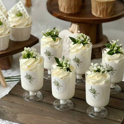 树叶thankyou贴纸甜品台慕斯杯