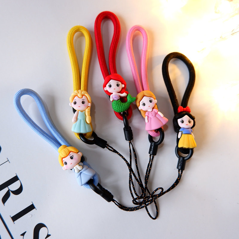 可爱萌系公主美人鱼手机挂绳小手绳创意个性指环扣挂件尼龙挂饰短_虎窝淘
