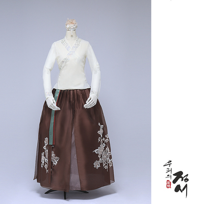 朝鲜族练功服烫钻上衣长袖传统民族风舞台飘逸农之绣花腰裙25069