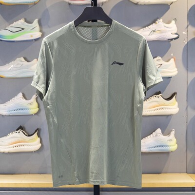 正品李宁男子短袖T恤2025夏季跑步训练透气冰丝速干短袖ATSV369