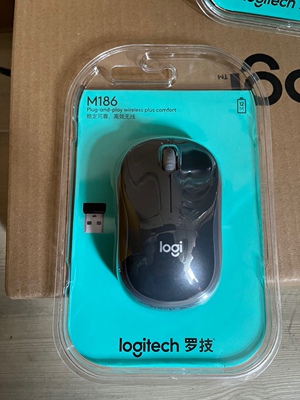 罗技M186无线鼠标USB电池办公笔记本台式电脑小巧logi m186 m185