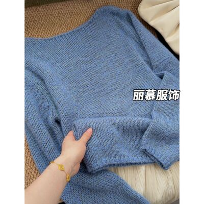 【香格里拉】花纱马海毛慵懒风韩系小众宽松针织衫毛衣3152