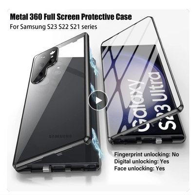 适用于Samsung Galaxy S21+ S22 Plus S23 Ultra Case S23fe Metal Glass HD Anti-peeping Magnetic Cover