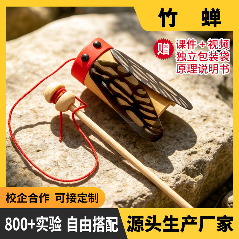 竹蝉儿童科教实验小制作diy仿真知了蝉鸣声科普小发明课堂教具批