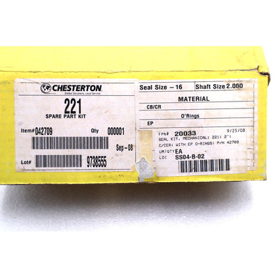 全新 CHESTERTON 042709 221 零部件套件 分叉 STEAL SEAL-16 轴/