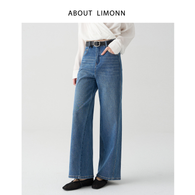 LIMONNN | 2025新款超模裤蓝色丹宁侧缝直筒宽松牛仔裤