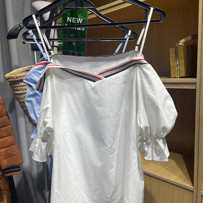 [五]兰米特卖夏正品时尚一字领露肩针织套头针织衫2GF2010330