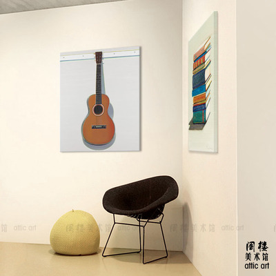 吉他艺术风书房酒吧装饰画
