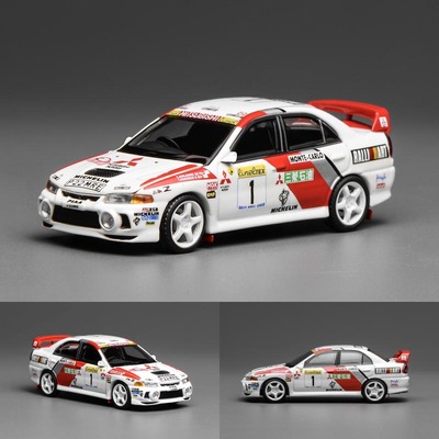 预售 MOTORHELIX 1/64  三菱EVO IV GSR 蒙特卡洛涂装合金模型