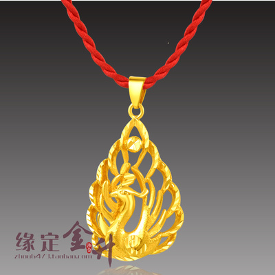 久不掉色孔雀开屏镀黄金项链吊坠
