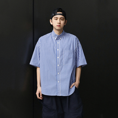 BPCALL25SS条纹衬衫高级感cityboy百搭嘻哈廓形宽松男女通款