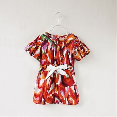 宝儿纯棉系带时尚洋气短袖连衣裙