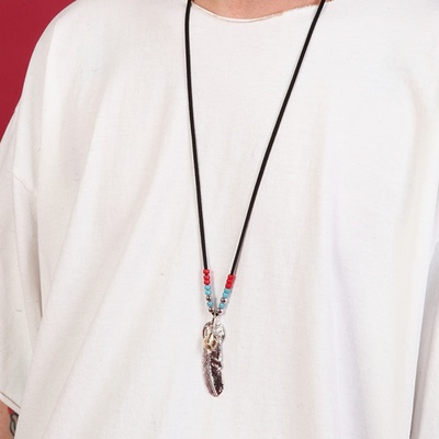 韩国代购20SS FEATHER BALL NEACKLACE 羽毛珠串项链 男女