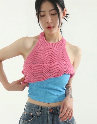 韩国代购褶皱抹胸设计师