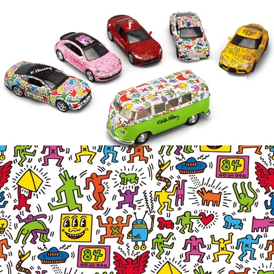 创世王品 凯斯哈林KeithHaring联名涂鸦汽车模型潮玩艺术收藏车模