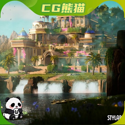 Unity3D Stylized Paradise Gardens Castle Lake 天堂花园城